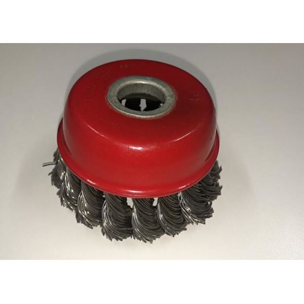 Quality 3 Inch OD Twisted Knotted Wire Cup Brush 16mm Inner Hole For Removing Paint for sale