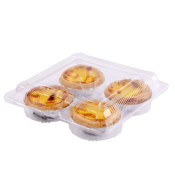 Quality SH-0058 OEM Disposable Food Grade Transparent PET Packaging for Takeaway Egg Tart Cake for sale