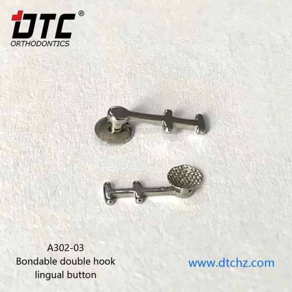 Quality Orthodontic Dental Stainless Steel Bondable Double Hook Lingual Button CE for sale