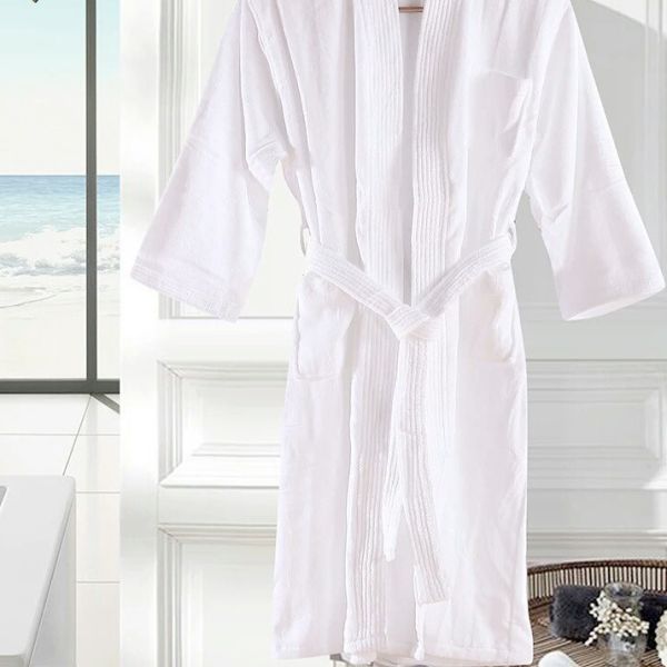 Quality Unisex Cotton Terry Bathrobe Soft With Pure Colour Pattern Durable Stitching for sale