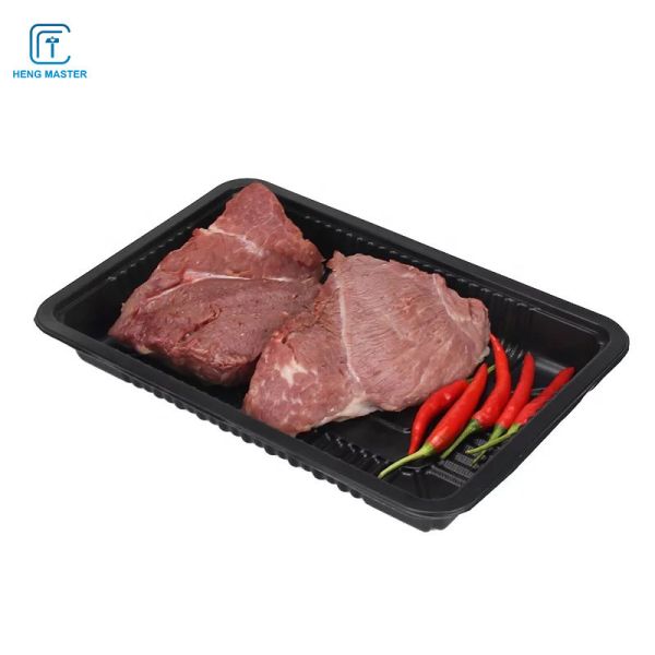 Quality Black Eco Friendly Supermarket 15*23*4.5cm Plastic Meat Tray for sale