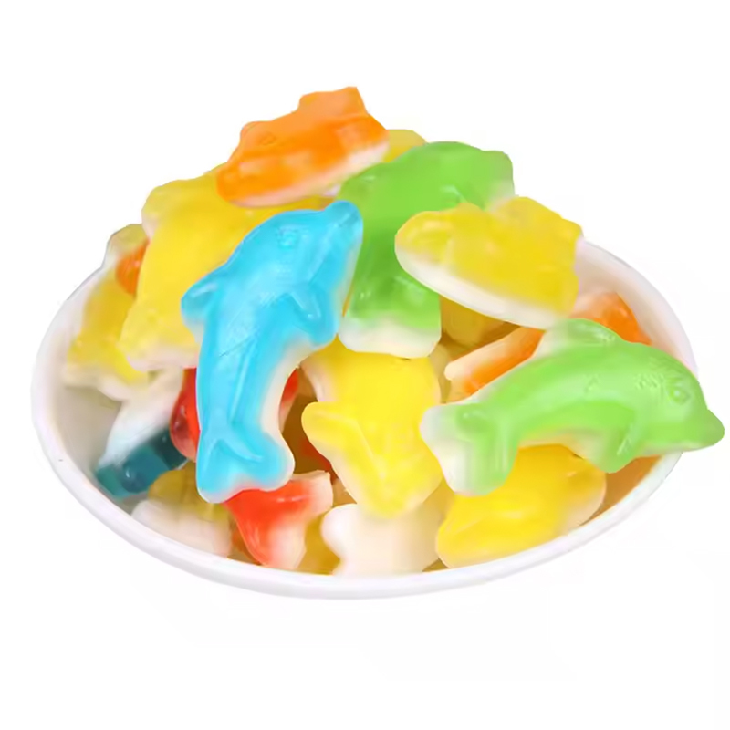 Colorful halal gummy worms in bulk packaging