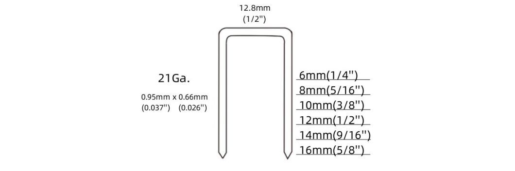 21 Gauge Staple 9/16 Crown 14mm 8014 Furniture Decoration
