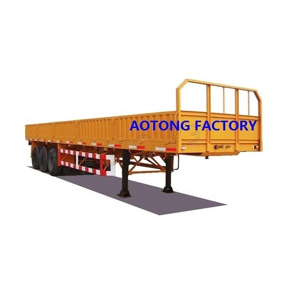 Quality 3 * 13ton Capacity Side Wall Flatbed Truck Semi Trailer 40T 3 Axles Cargo Transporting for sale
