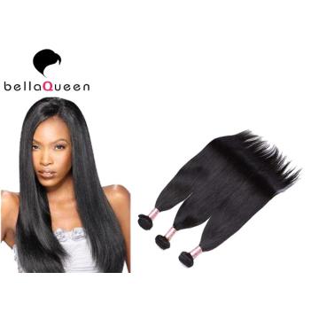 Natural Black European Virgin Hair Extension , Straight Human Hair Weaving