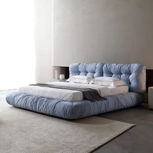 Quality Italian Style Floating Home Bedroom Modern Fabric Bed 1.8m Queen Bed Customizabl for sale