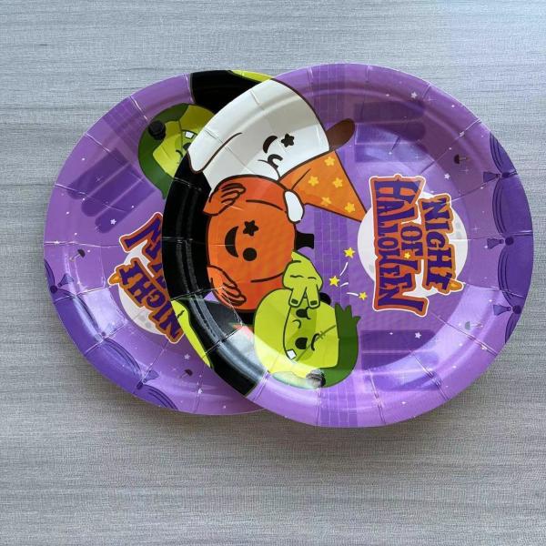 Quality Customizable 7inch Party Paper Plate Eco-Friendly and Colourful for Halloween for sale