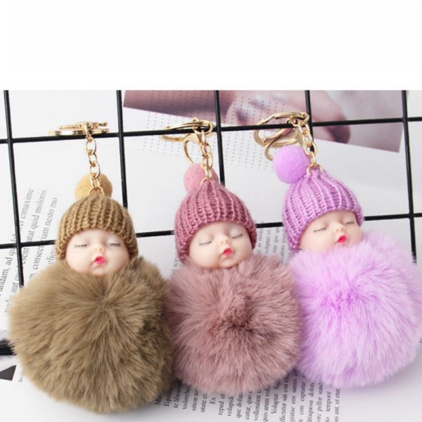 Quality Silicone / Cotton Plush Keychain Toys Sleeping Baby Shape 12 * 7CM 40G for sale