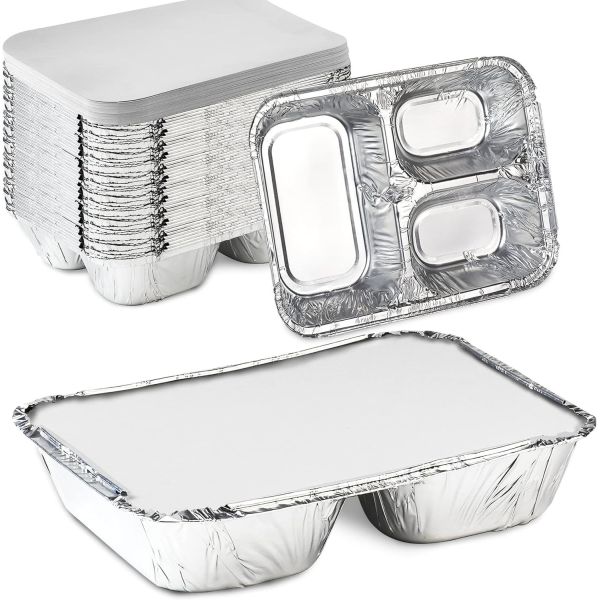 Quality Highly Durable Pulp Moulding 4-grid Aluminum Foil Lunch Box for Reusable Packaging for sale