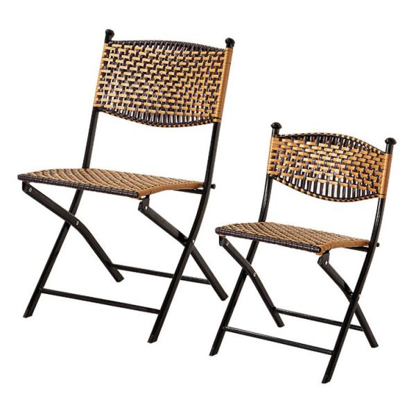 Quality Outdoor Metal Woven Pe Artificial Rattan Folding Chair for School Party Banquet Event for sale