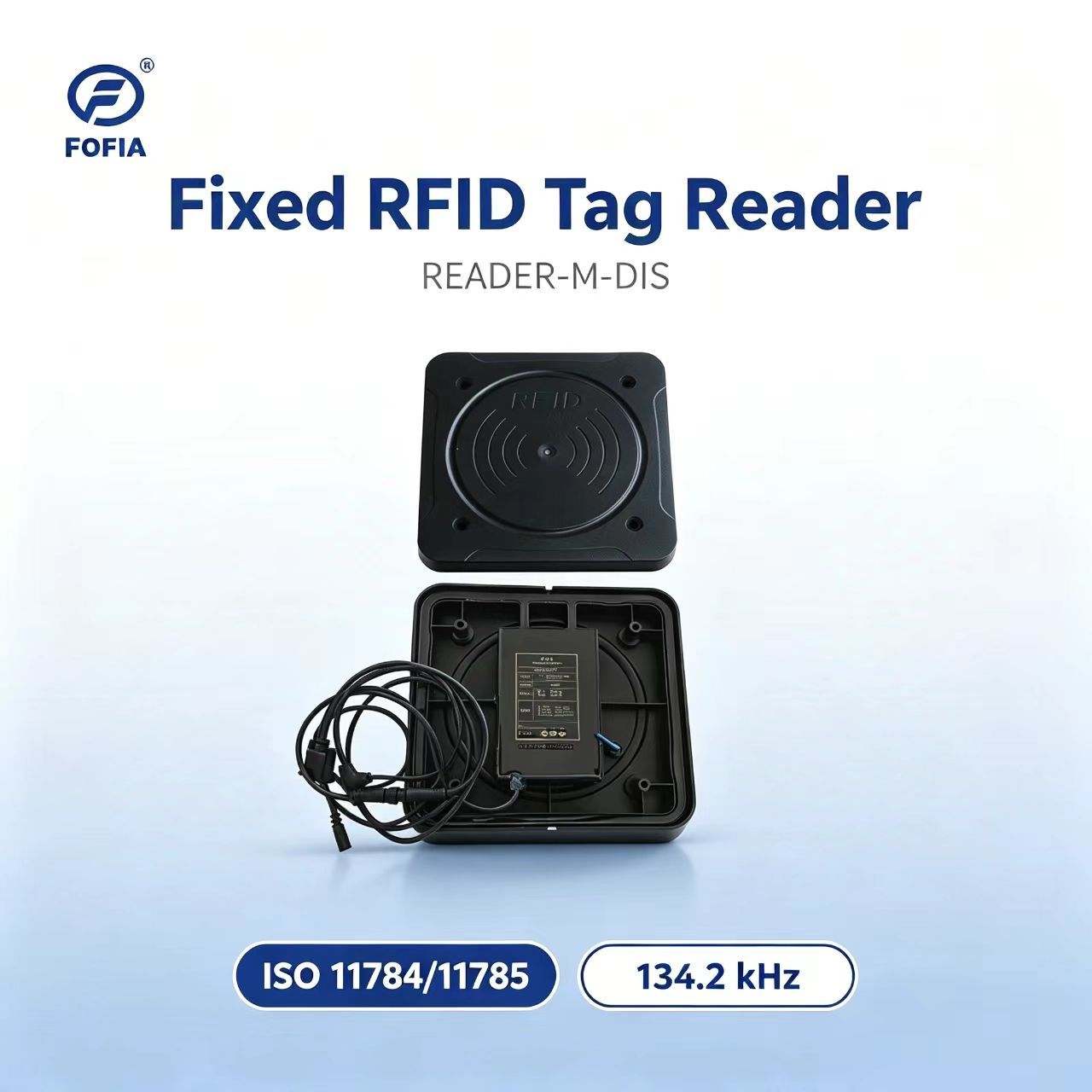 Quality FOFIA White Waterproof Plastic 134.2KHz USB Short-Range RFID Fixed Reader ISO11784/5 Protocol 0~50cm Reading Distance for Farm for sale