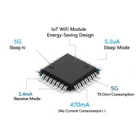 Quality IoT WiFi Module Energy-Saving Design 5G 5.2uA Sleep Mode 2.4G 77mA Receive Mode 5G 470mA TX Current Consumption for sale