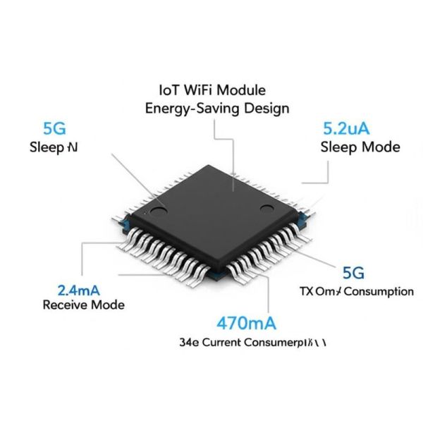 Quality IoT WiFi Module Energy-Saving Design 5G 5.2uA Sleep Mode 2.4G 77mA Receive Mode 5G 470mA TX Current Consumption for sale