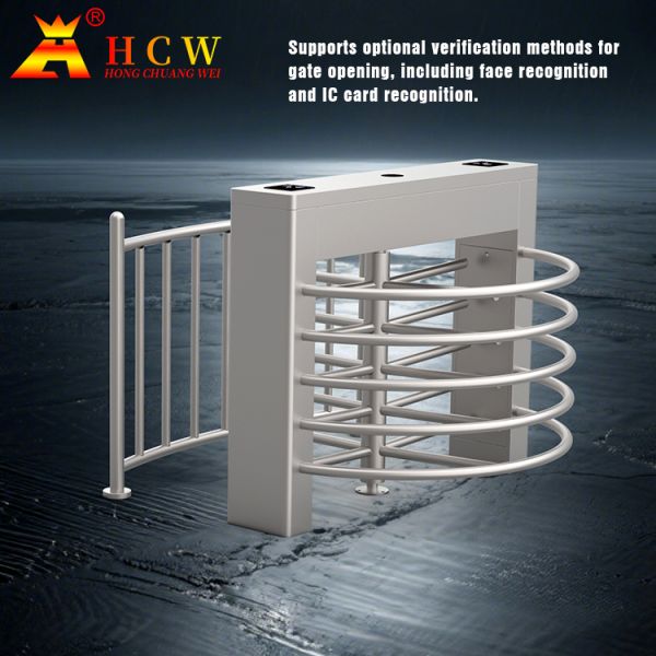 Quality 304 Stainless Steel Semi-Automatic Cross Semi-Height Turnstile with Face for sale