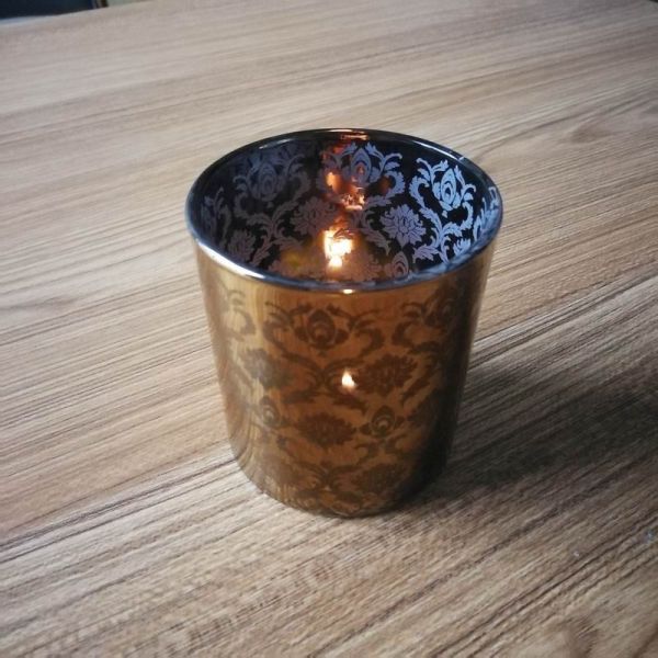 Quality Copper Glass Candle Holders With Laser Engrave Pattern for sale