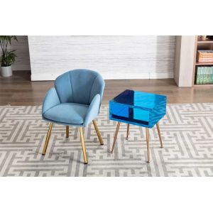 Quality 15.75inch Height blue Glass Mirror End Tables / Mirror Nightstand Table 10.8kgs for sale