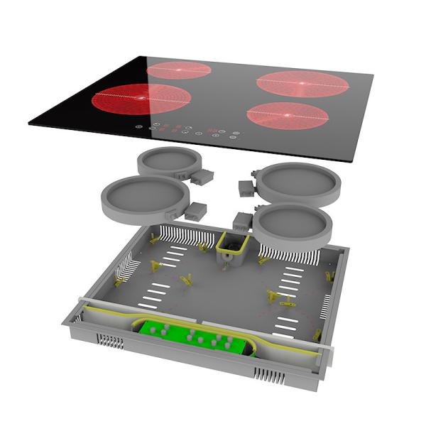 Quality Temperature Control 3 Zone Built In Ceramic Hob Cooktop Frameless for sale