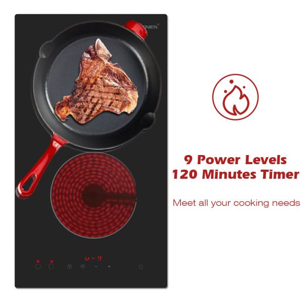 Quality 30cm Double Ceramic Hob 2 Zone Portable Double Electric Hobs With Plug for sale