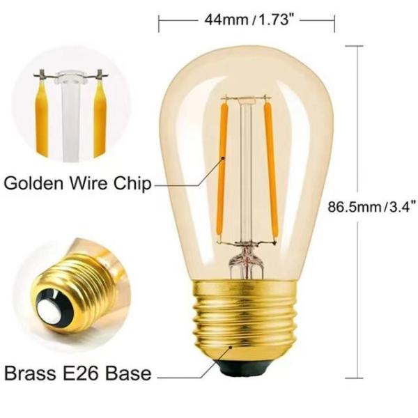Quality Create a Romantic Atmosphere with G45 T45 ST45 E27 Base Amber Light String 50M for sale