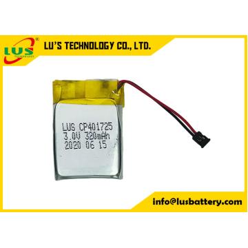 Quality CP401725 3v 320mah Soft Packed LiMnO2 Battery With Custom Terminals for sale
