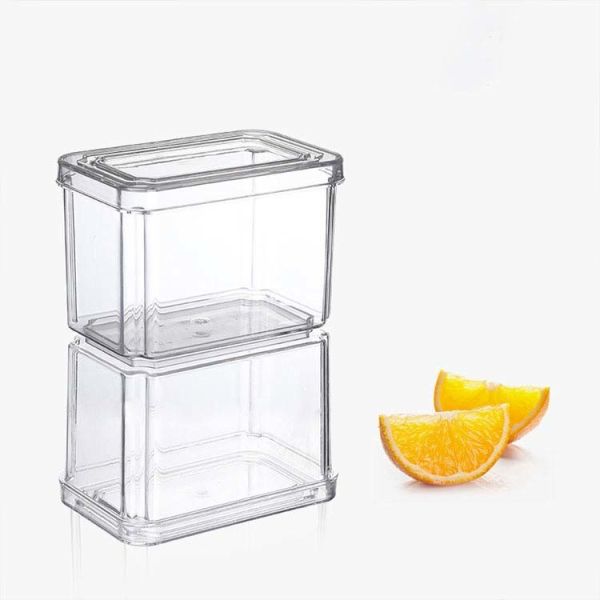 Quality 4 Pcs Stackable Plastic Clear Fridge Organizer Set Kitchen Food Storage for sale