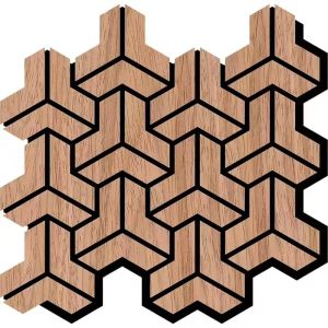Quality 10mm PET Wood Veneer Acoustic Panels Slat Acoustic Decorative Panel No MDF for sale