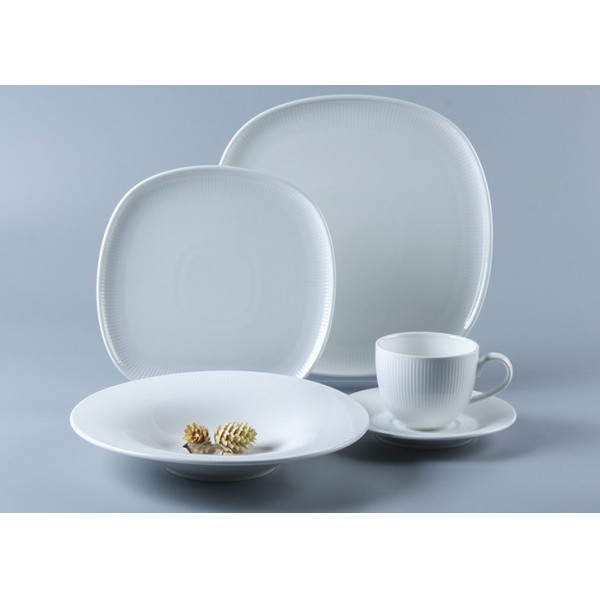 Quality SGS Approved 20Pc White Square Plate Dinnerware Sets for sale