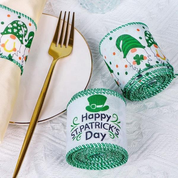 Quality 63mm Sustainable St.Patrick's Day Ribbon MSD Customized Wired Ribbon for Irish for sale