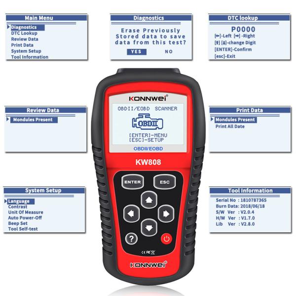 Quality Konnwei promotion price model KW808 Obd2 Diagnostic Scan equipment EOBD for sale