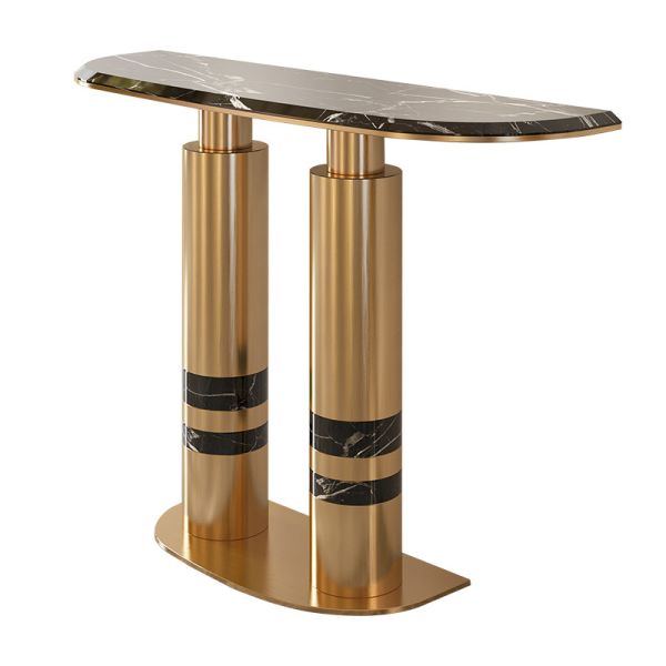 Quality Brass Gold Entrance Console Table Marble Top Stainless Steel Console Table for sale