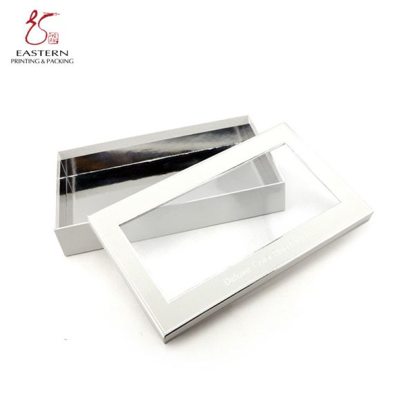 Quality Plain 30mm Height Rectangle White Cardboard Gift Boxes With Clear Lid for sale