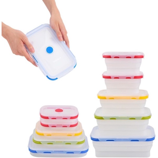 Quality Collapsible Food Containers Set Silicone Airtight Storage Bowls for sale