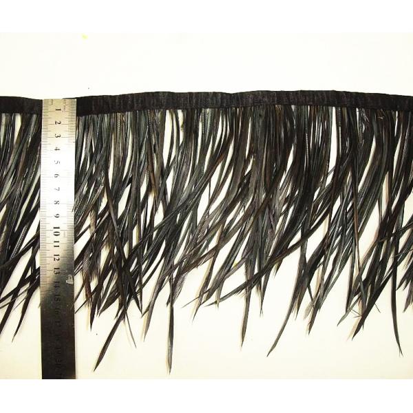 Quality Dyed Spiky Goose Biot Feather Fringe Trim with Satin Ribbon Tapes Chicken for sale