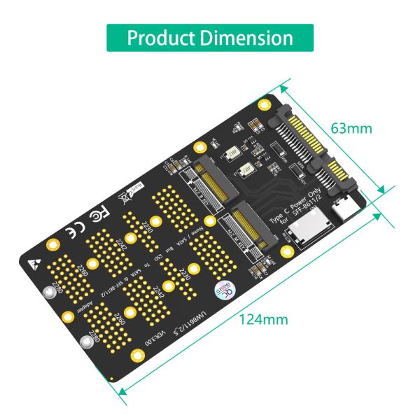 Quality 2 In 1 Oculink Adapter M.2 NGFF NVMe SSD SSD SFF 8654 And SATA Adapter for sale