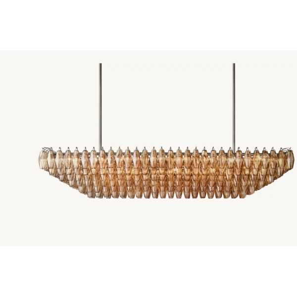 Quality Chiara Smoke Glass Tiered Rectangular Chandelier 74" for sale