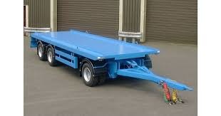 Quality Farm 2-Axles Flat Platform Flatbed Drawbar Full Trailer With Ladder for sale