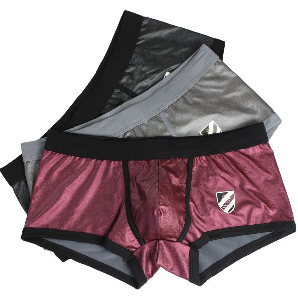 Quality Leather Mens Boxer Briefs Underwear Breathable Sexy Gay Shorts for sale