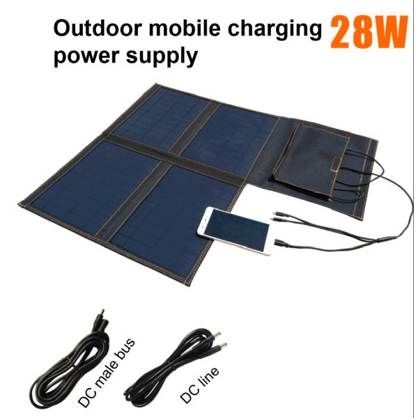 Quality Camping 28W 24W Small Portable Waterproof Folding Solar Panel 5V Outdoor for sale