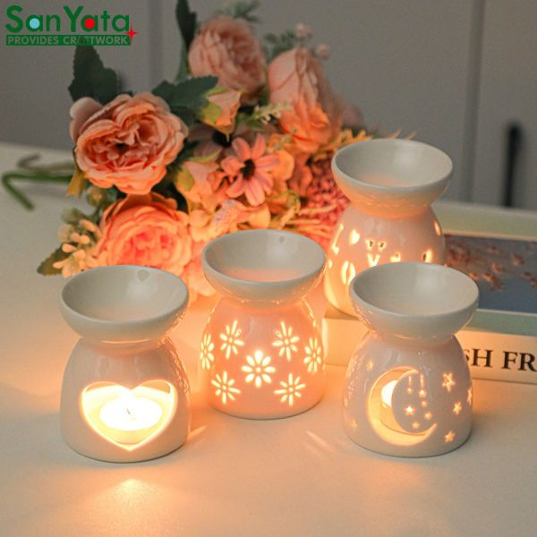 Quality OEM Wax Melt Warmer Oil Burner Ceramic Candle Holder Incense Aroma Diffuser Home Decor Wholesale Factory Price Empty Candle Jars for sale