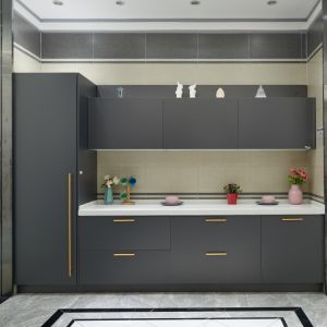 Quality Commercial Metal Handle Adjustable PVC Kitchen Cabinet Particle Board for sale