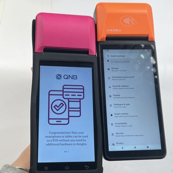 Quality 6 Inch Portable POS System Orange Purple Android POS Terminal With Printer for sale