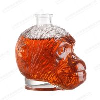 Quality Clear 1000ml Large Size Ape Head Shape Vodka Glass Bottle for Beverage Packaging for sale