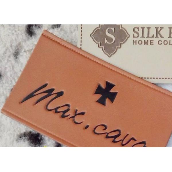 Quality Logo Printable Embossed Leather Patches With Leather Clothing Labels for sale