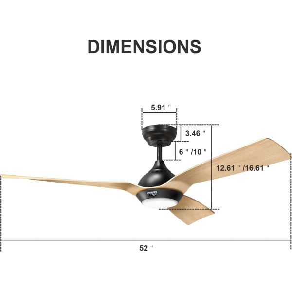 Quality 52 Inch Ceiling Fan Streamlined Design Outdoor Downrod Mount Ceiling Fan With for sale