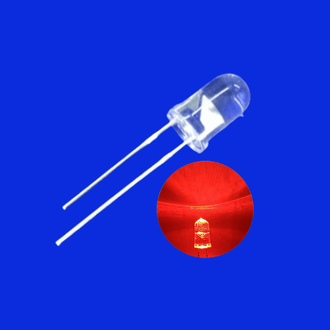 Quality Through Hole LED 5mm 630nm Red Color Clear Lens Round With Flange For Illumination for sale
