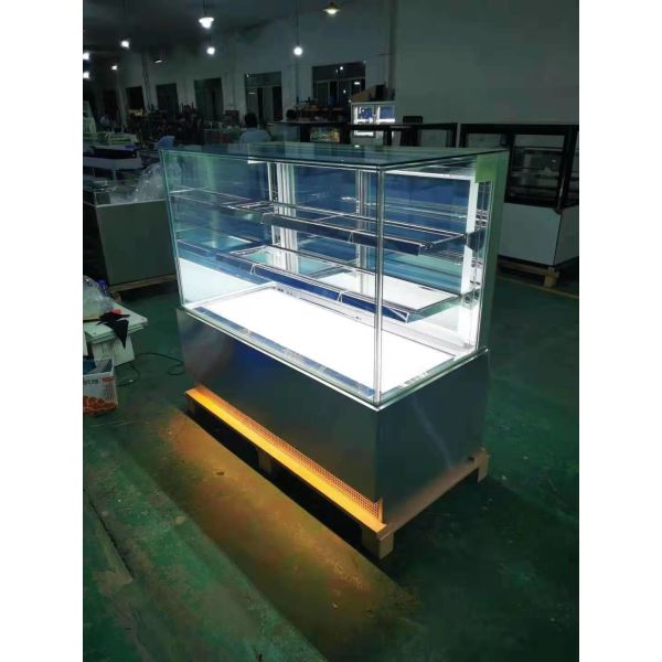 Quality Ambient Temperature Square Glass Dry Bakery Display Case 450L for sale