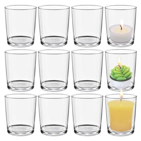 Quality 10oz Clear Round Empty Candle Container Glass Candle Jars For Candle Making for sale