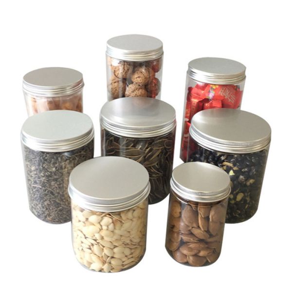 Quality Dia 55mm Plastic Kitchen Storage Jars ODM Transparent PET Jars With Locking Lids for sale