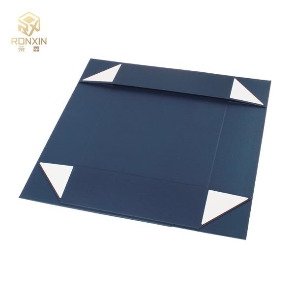 Quality Rectangle Foldable Magnetic Flap Gift Box , Book Style Box Dark Blue for sale
