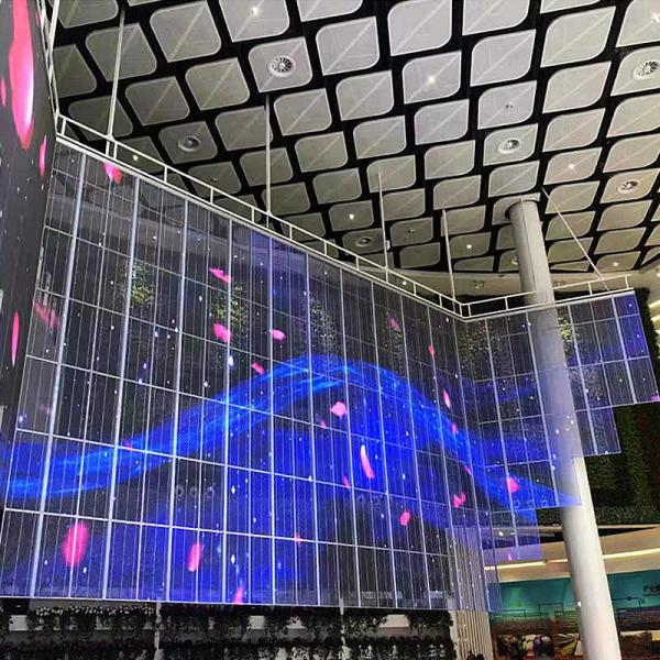 Quality Glass LED Screen P3.91-7.81 HD Transparent Advertising transparent LED Screen for sale